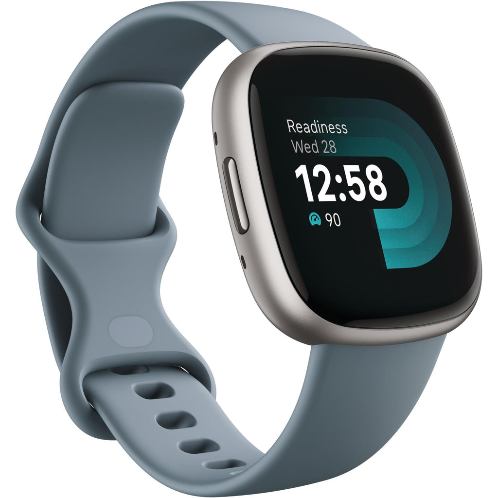 Fitbit Versa 4 (Waterfall Blue/Platinum Aluminium) - JB Hi-Fi NZ