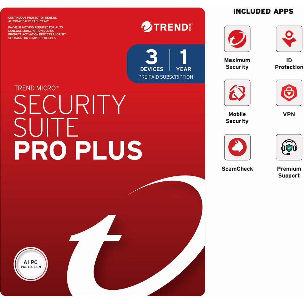 Trend Micro Security Suite Pro Plus (3-Device, 1 Year) [Digital ...