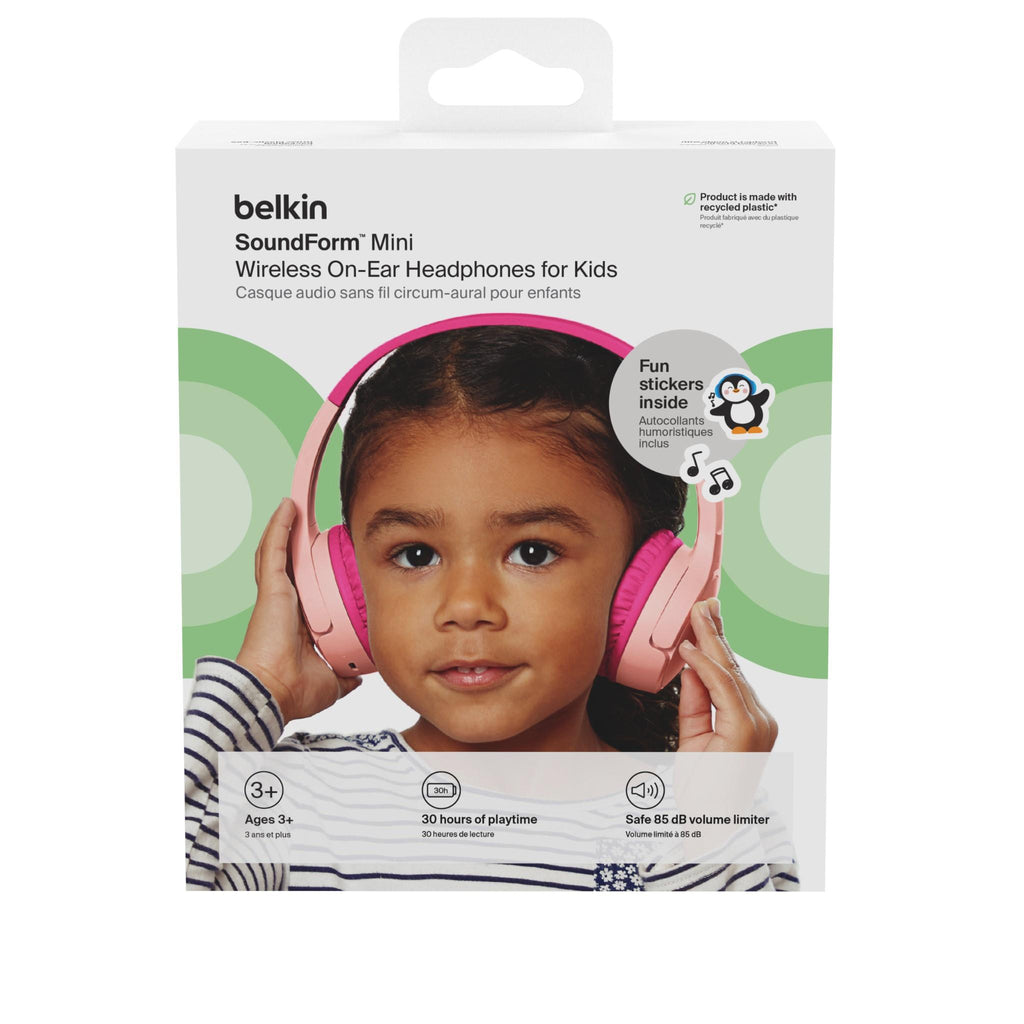 Belkin SoundForm Mini 2 Wireless On-Ear Kids Headphones (Pink) - JB Hi ...