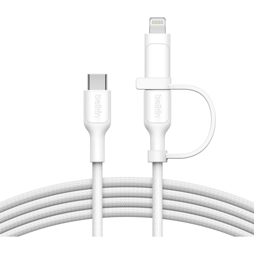Belkin BoostCharge Pro 2-in-1 USB-C to USB-C/Lightning Cable (White ...