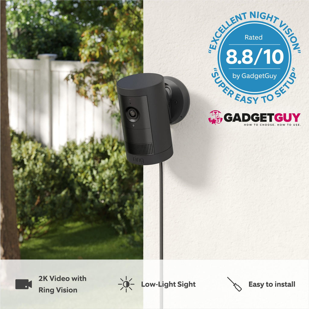 Ring Outdoor Security Camera Plus 2K Plug In (Black) - JB Hi-Fi NZ