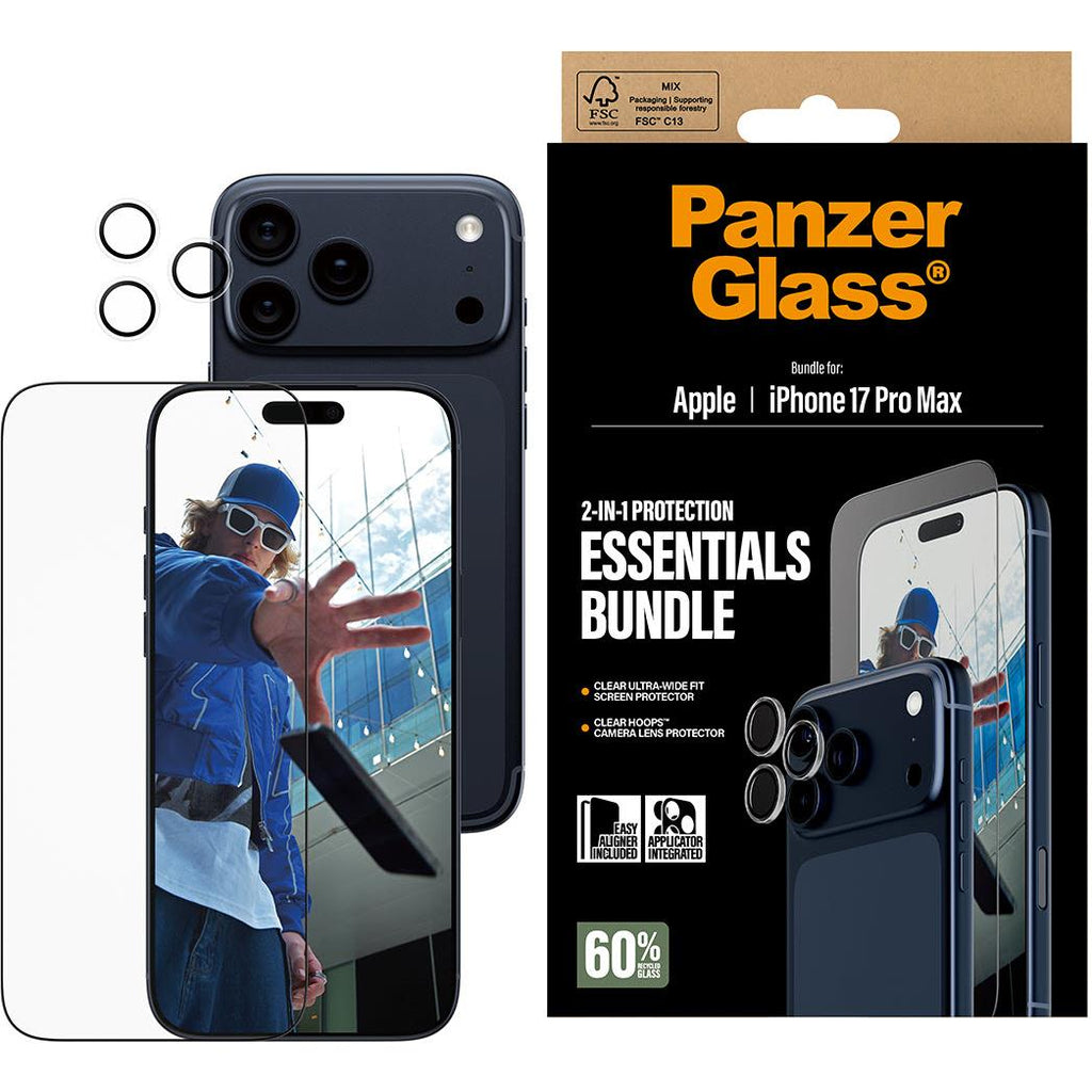 Panzer 2-in-1 Bundle UWF Screen Protector + Hoops for iPhone 17 Pro Max ...