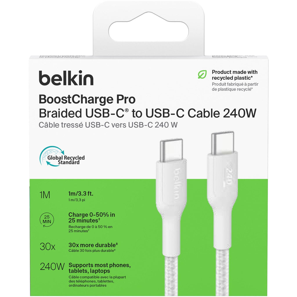 Belkin BoostCharge Pro USB-C 240W 2.0 Braided Cable [1m] (White) - JB ...